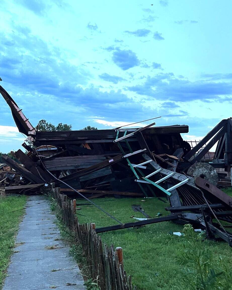 Molen omvergewaaid in Kruisem tijdens zwaar onweer: "Een catastrofe ...