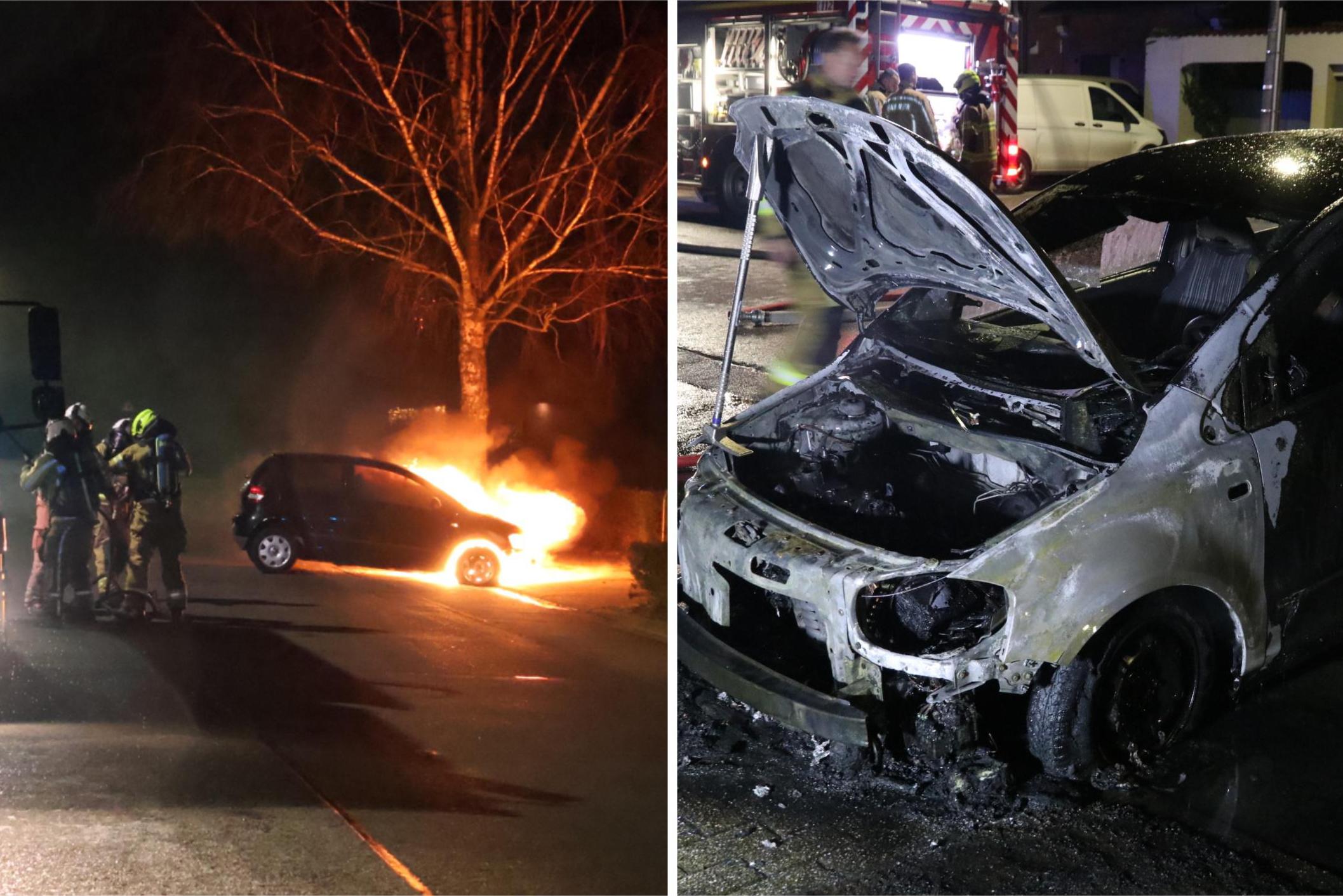 Auto gaat in vlammen op: bewoners duwen brandende auto op straat | GVA