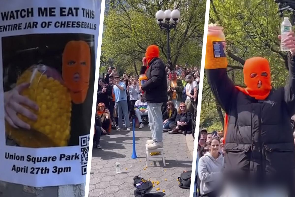 New York in de ban van de ‘Cheeseball-man’: honderden mensen verzamelen ...