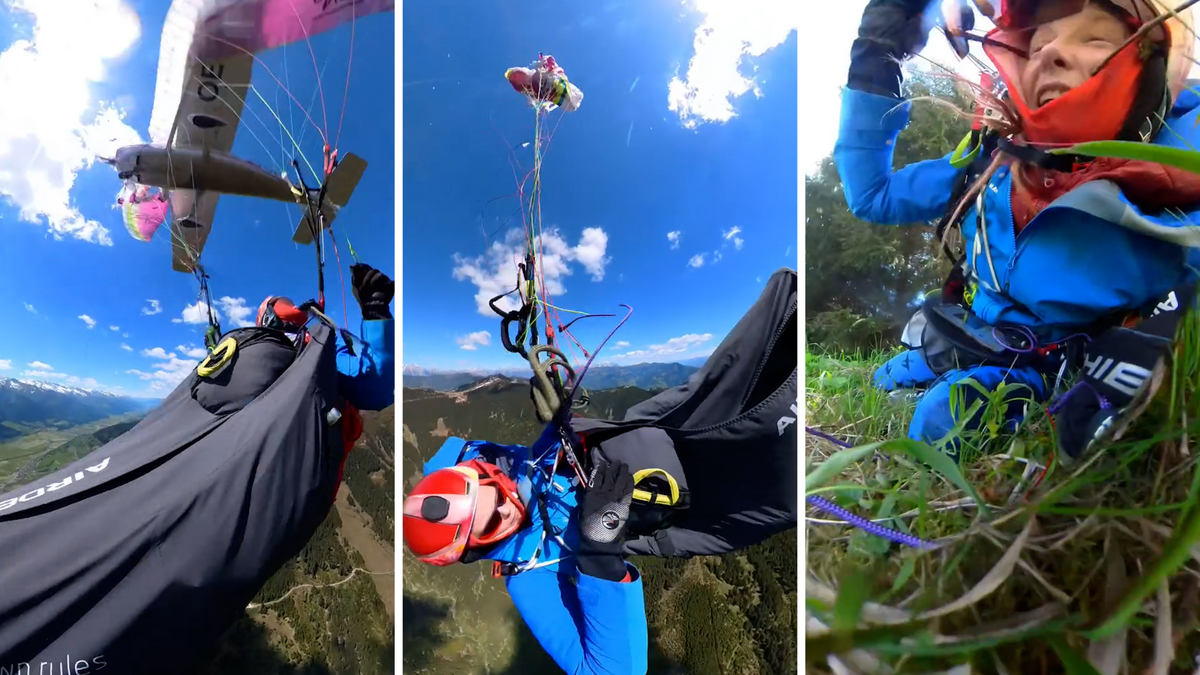 Paraglider die bijna neerstortte na ongeval met vliegtuigje reageert op ...