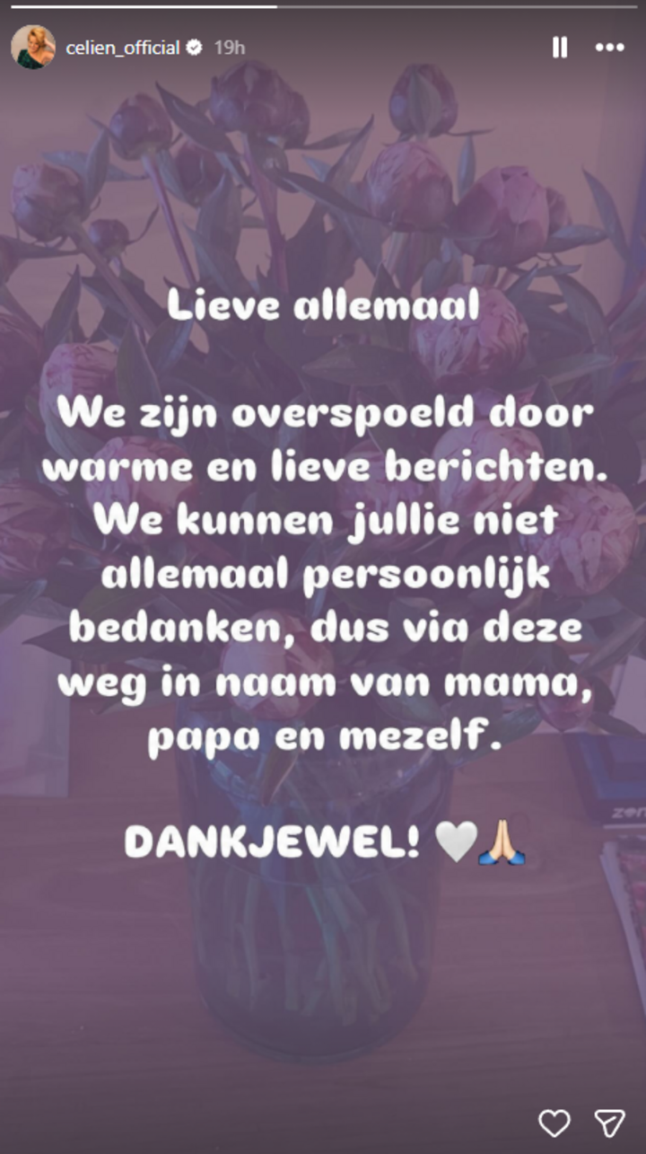 Celien Hermans reageert op diagnose van mama Margriet: “Overspoeld door ...